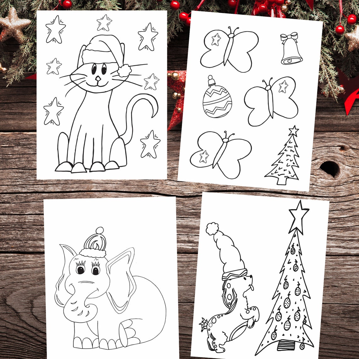 Animal Christmas Coloring Book A Digital Printable Book 21 - Etsy
