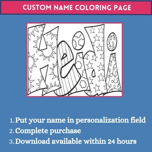 DIGITAL Item**custom, Personalized Name Coloring Sheets One Day ...