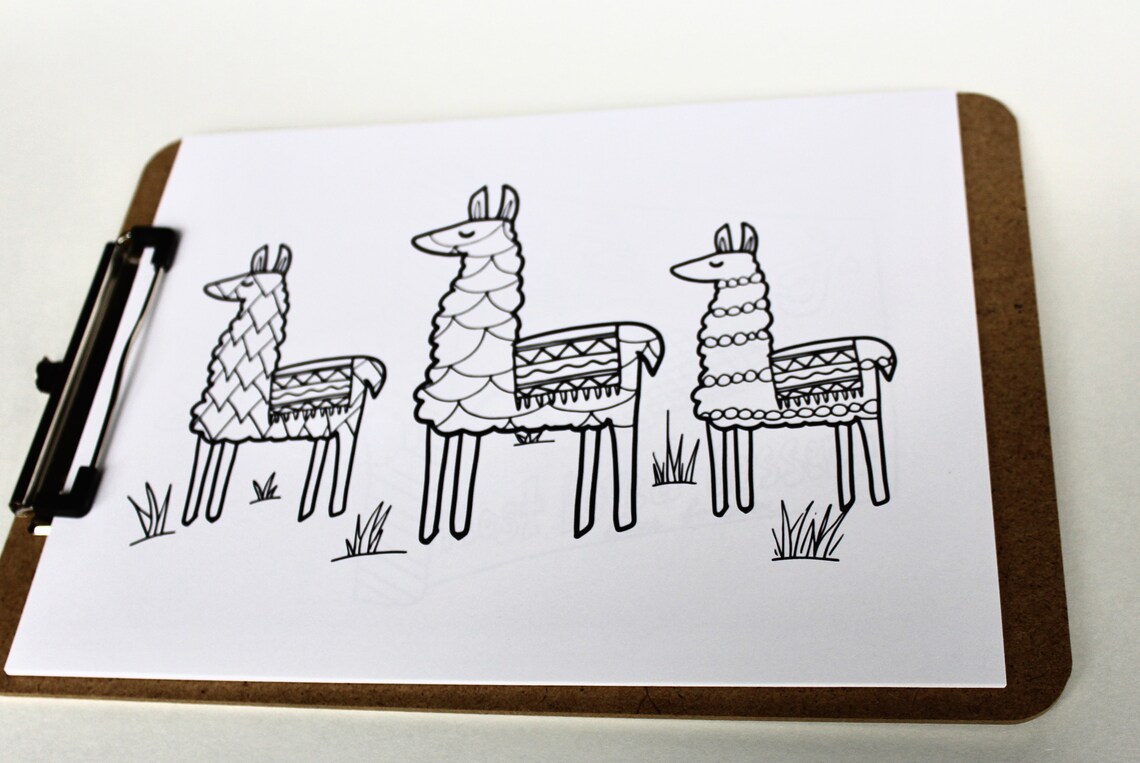 Llama DIGITAL Coloring Book 30 Hand-drawn Llama Pages - Etsy
