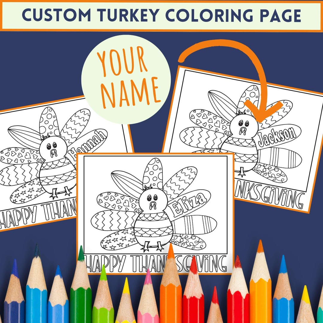 Digital * Custom Turkey Name Coloring Page, One Name Page,personalized ...