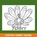 Digital Custom Turkey Name Coloring Page, Personalized, Colorable Sheet ...
