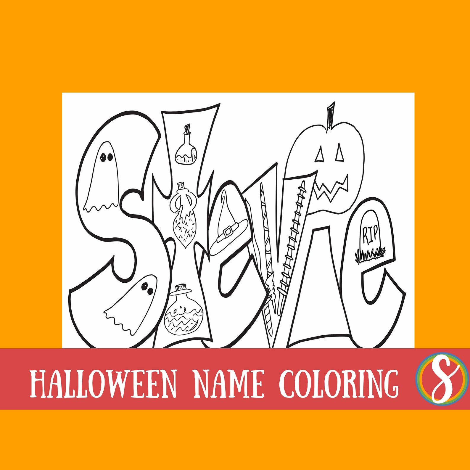 DIGITAL Halloween Style name Coloring Pdf. Perfect - Etsy