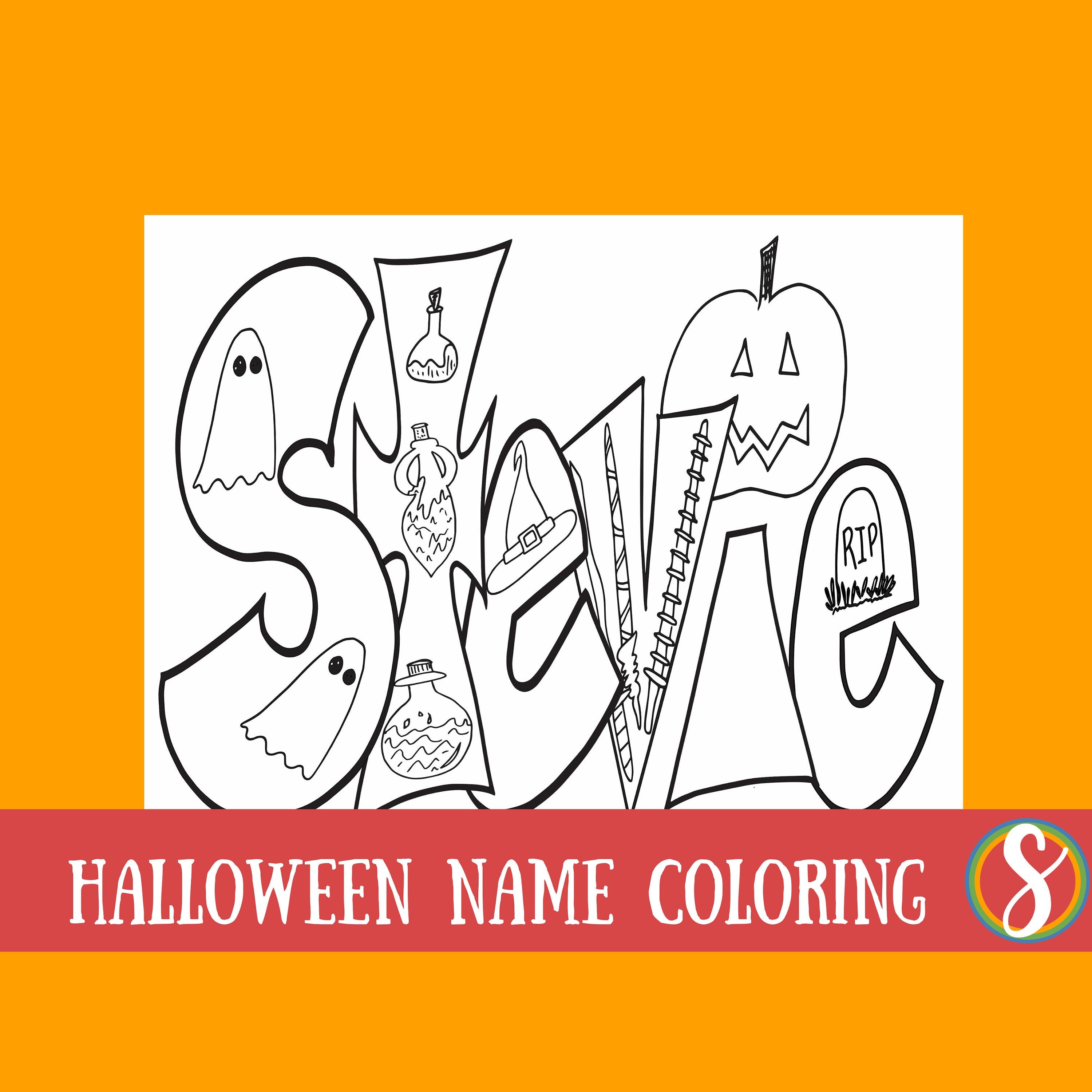 DIGITAL Halloween Style name Coloring Pdf. Perfect Halloween Party ...