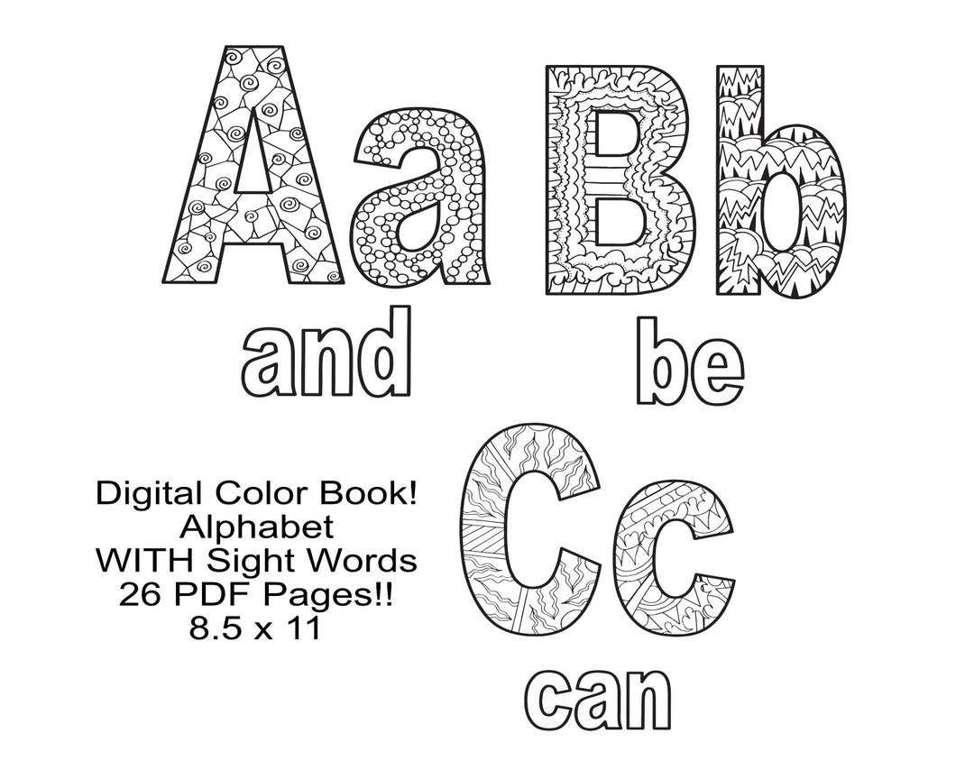 LETTERS Coloring Pages 26 Coloring Pages 8.5x11 Uppercase - Etsy