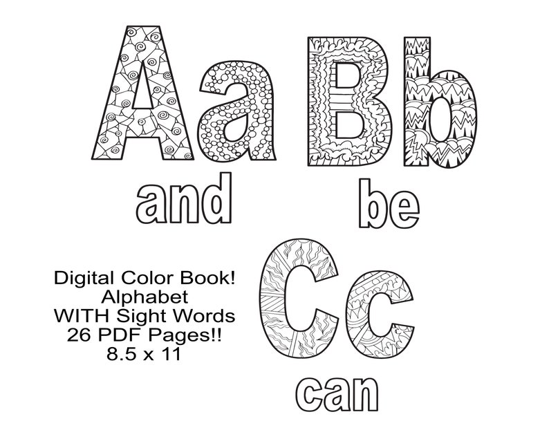 LETTERS Coloring Pages 26 coloring pages 8.5x11 Uppercase | Etsy