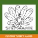 Digital * Custom Turkey Name Coloring Page, Personalized, Colorable ...