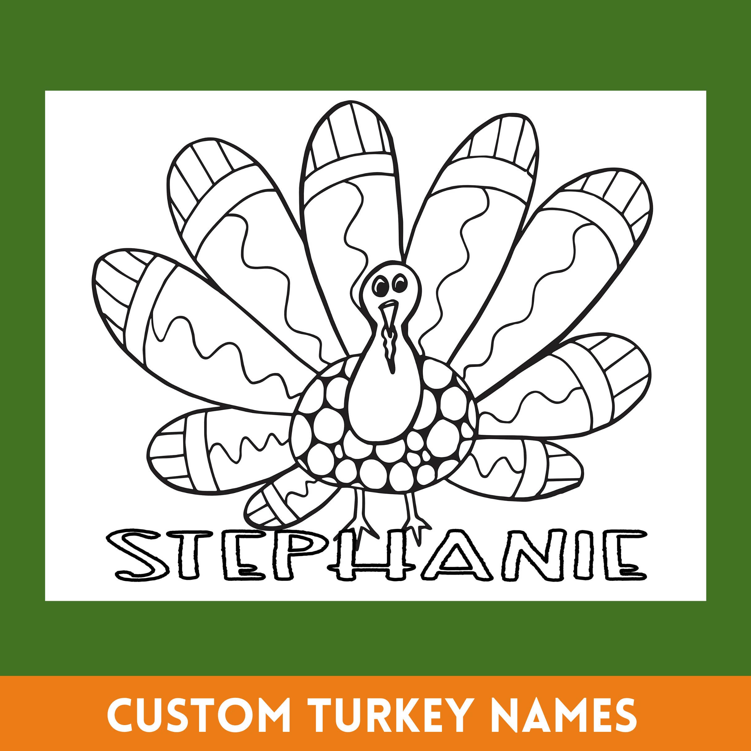 Digital * Custom Turkey Name Coloring Page, Personalized, Colorable ...