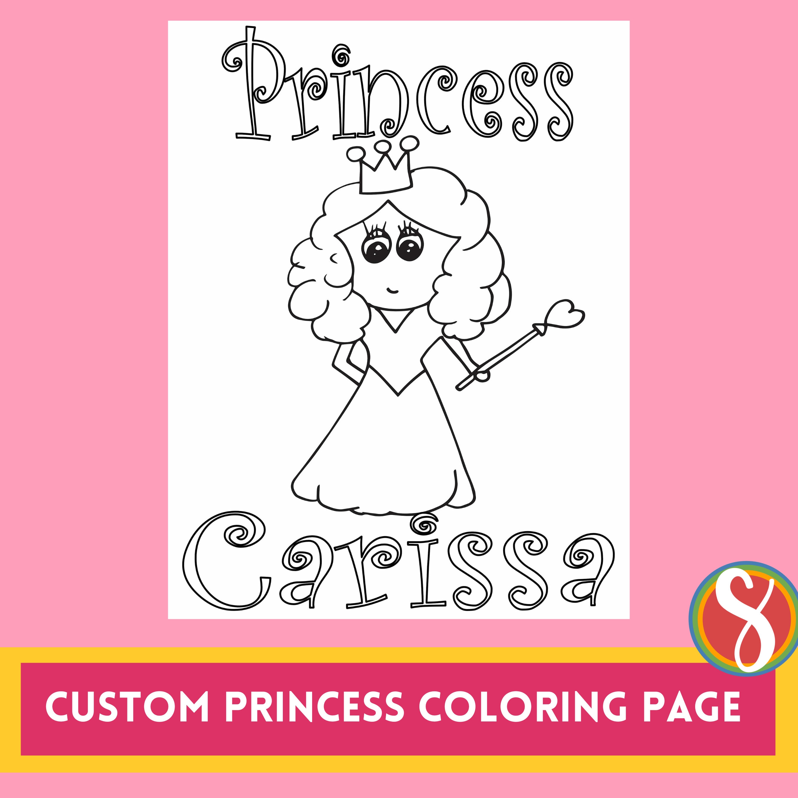 Digital Custom Princess Name Coloring Page, Personalized, Colorable ...