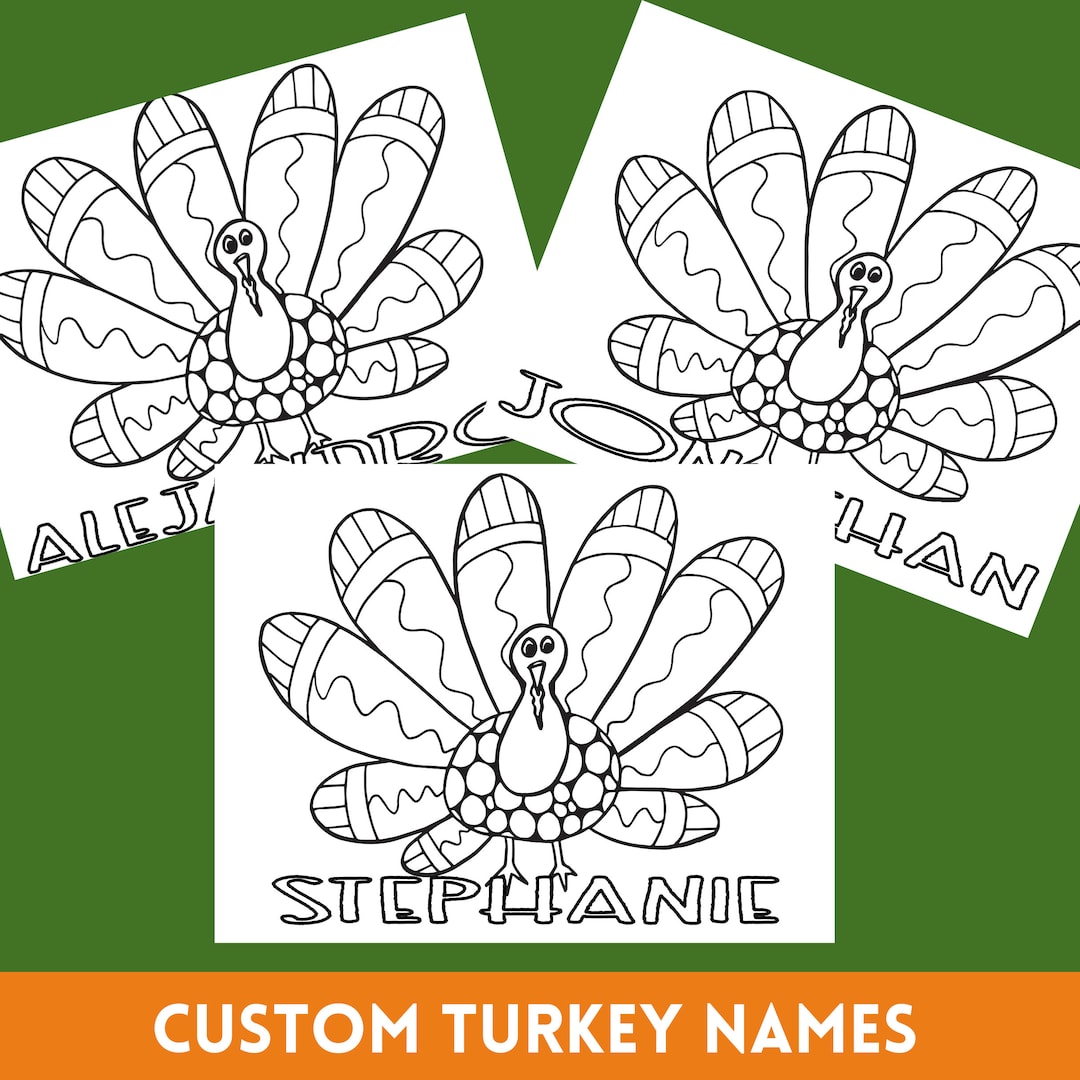 Digital * Custom Turkey Name Coloring Page, Personalized, Colorable ...
