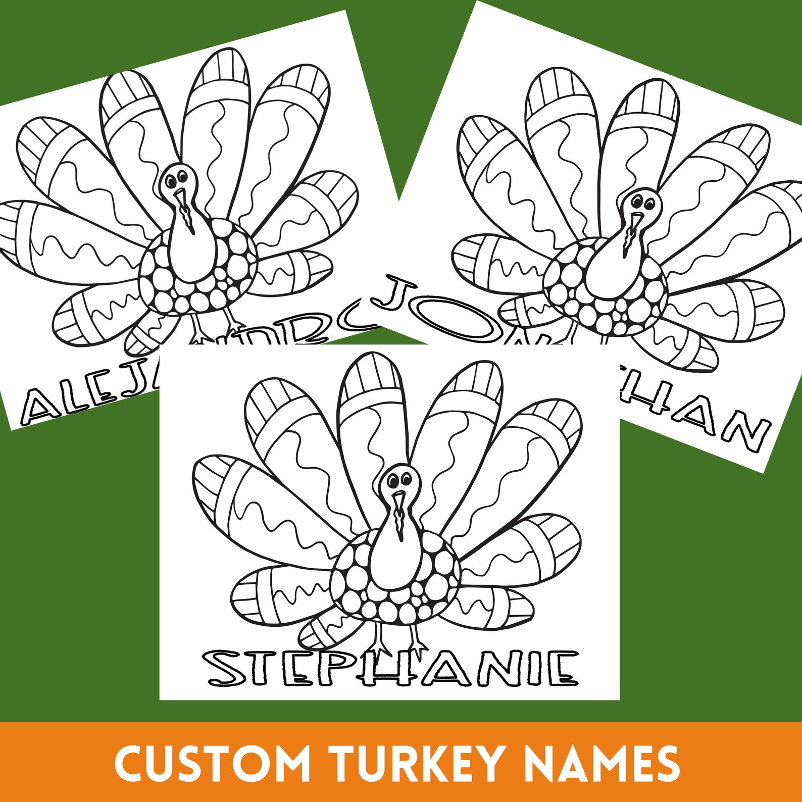 Digital * Custom Turkey Name Coloring Page, Personalized, Colorable ...