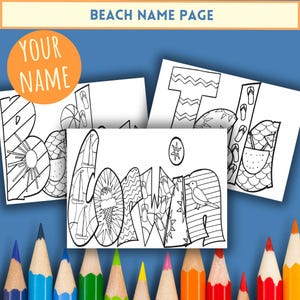 1 Name Coloring Page- BEACH Style -one Day Delivery - Pdf -bulk Options ...