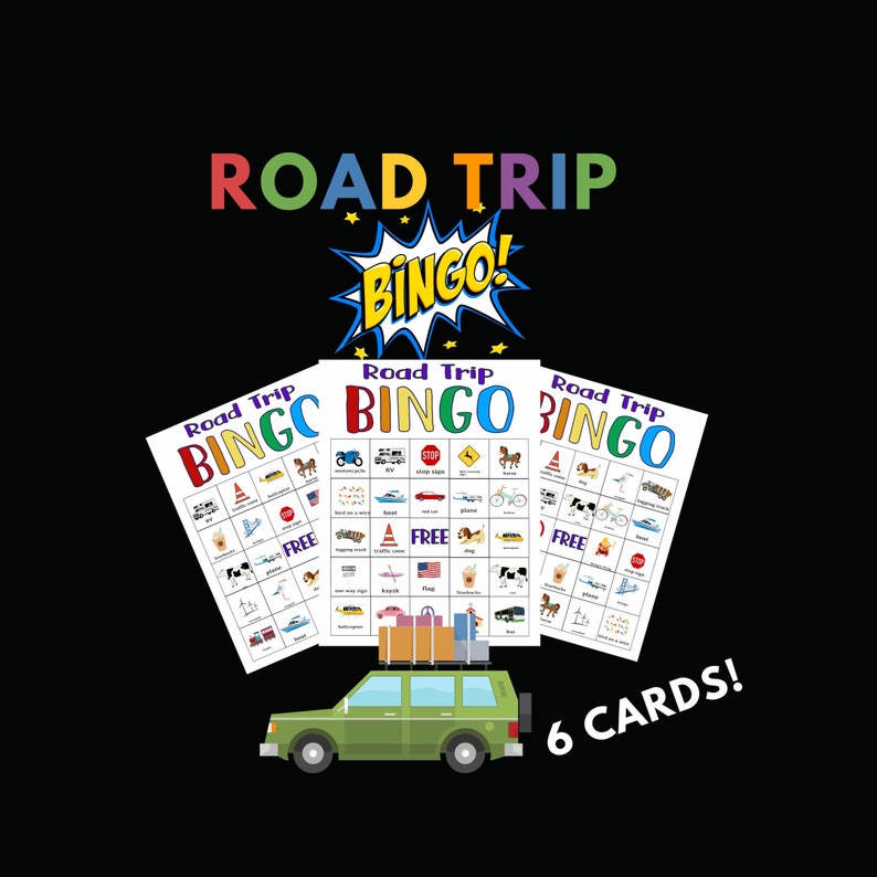 Road Trip Bingo 6 Printable Bingo Cards for Your Road Trip - Etsy