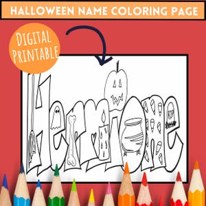 DIGITAL** Halloween Style -name Coloring Pdf. Perfect Halloween Party ...