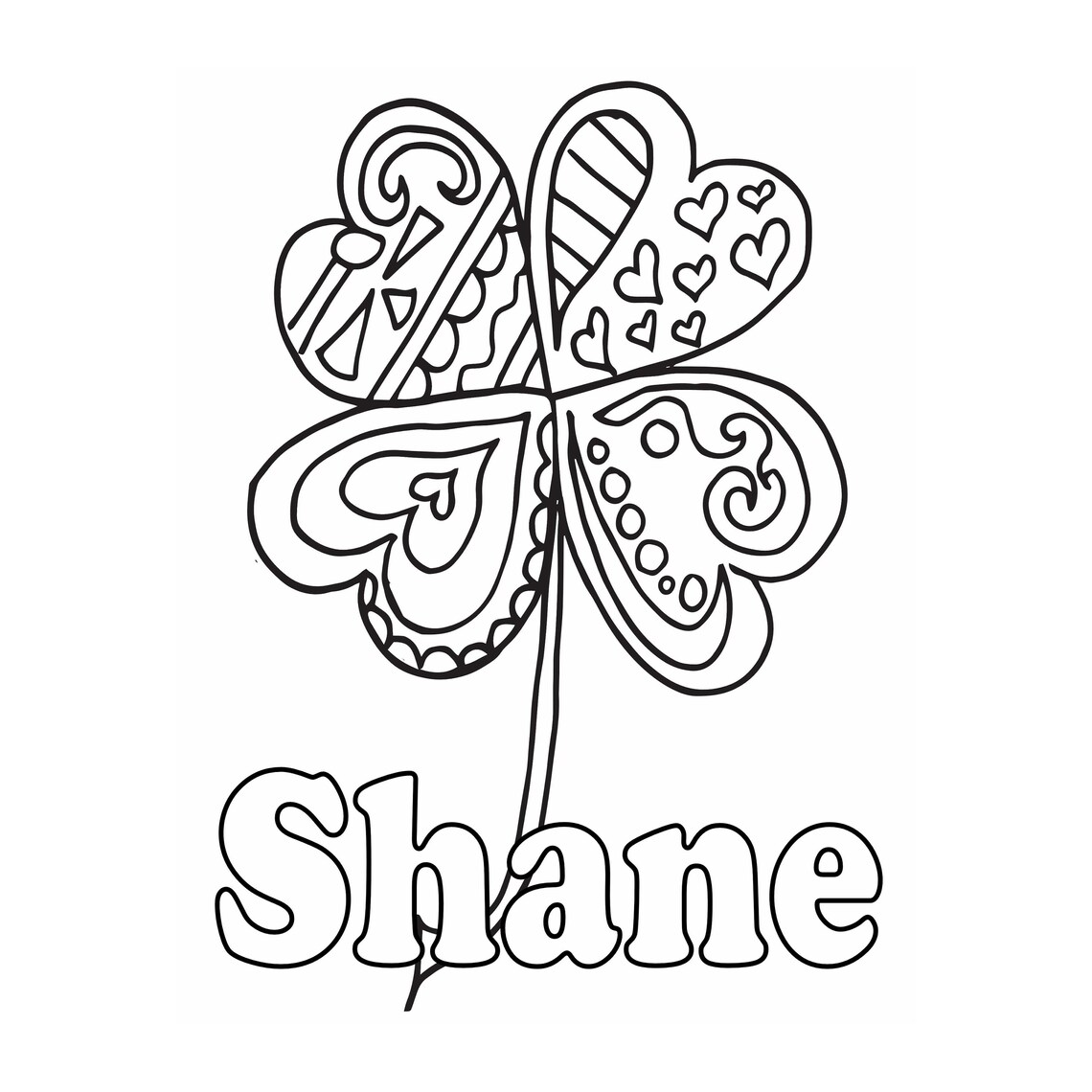 PERSONALIZED Shamrock COLORING Page DIGITAL Instantly Download and ...