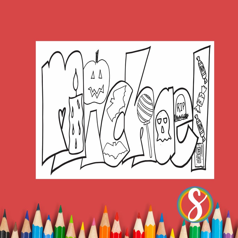 DIGITAL Halloween Style name Coloring Pdf. Perfect - Etsy