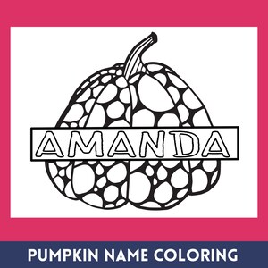 Digital * Custom Pumpkin Name Coloring Page, Personalized, Colorable ...