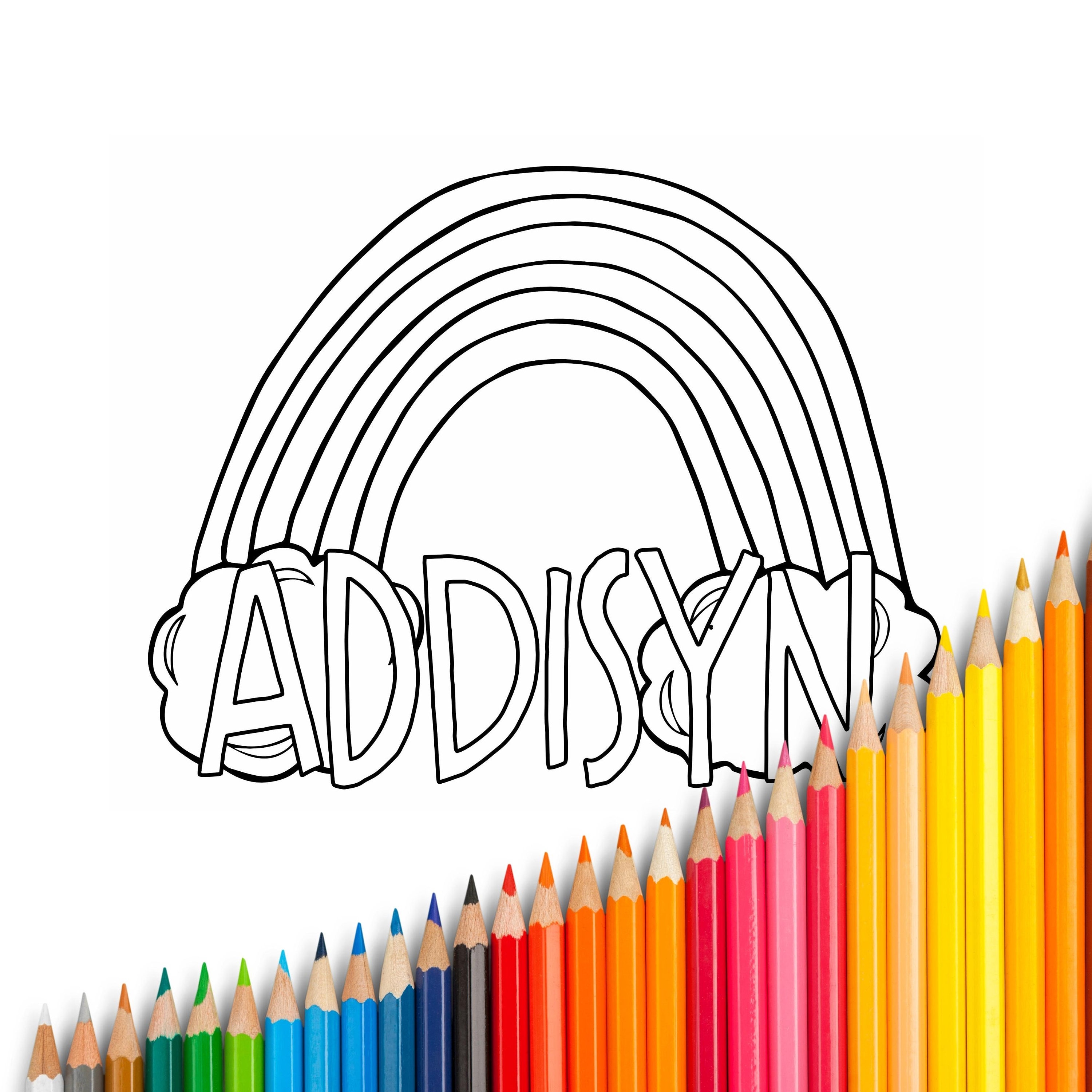 Digital Custom Rainbow Name Coloring Page Personalized - Etsy
