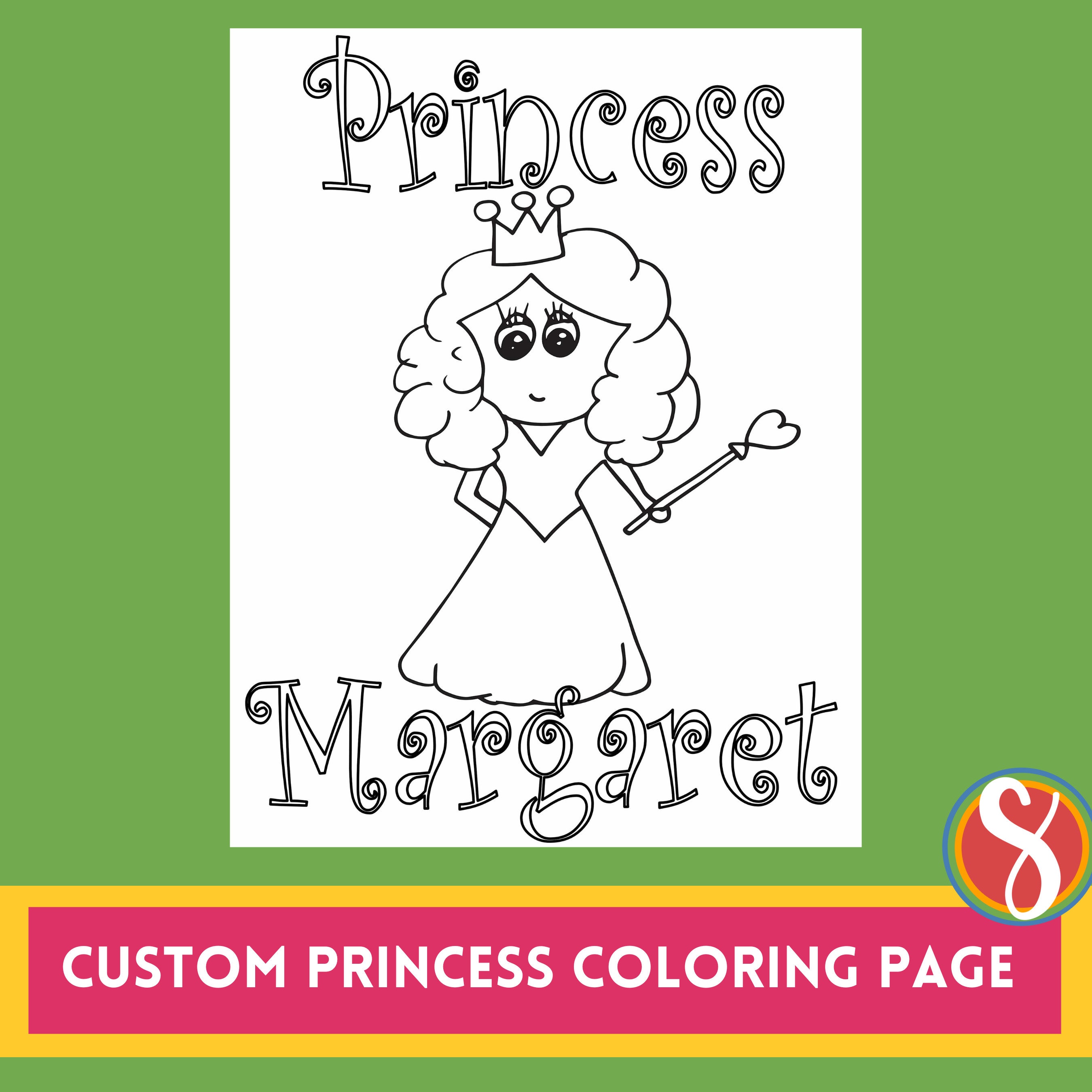 Digital Custom Princess Name Coloring Page, Personalized, Colorable ...