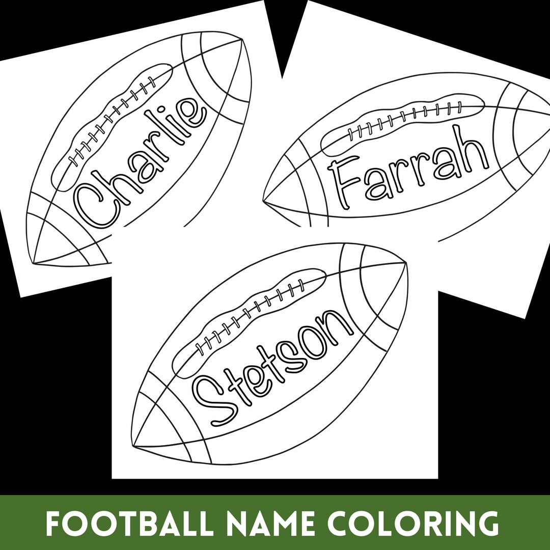 Digital * Custom Football Name Coloring Page, Personalized, Colorable ...