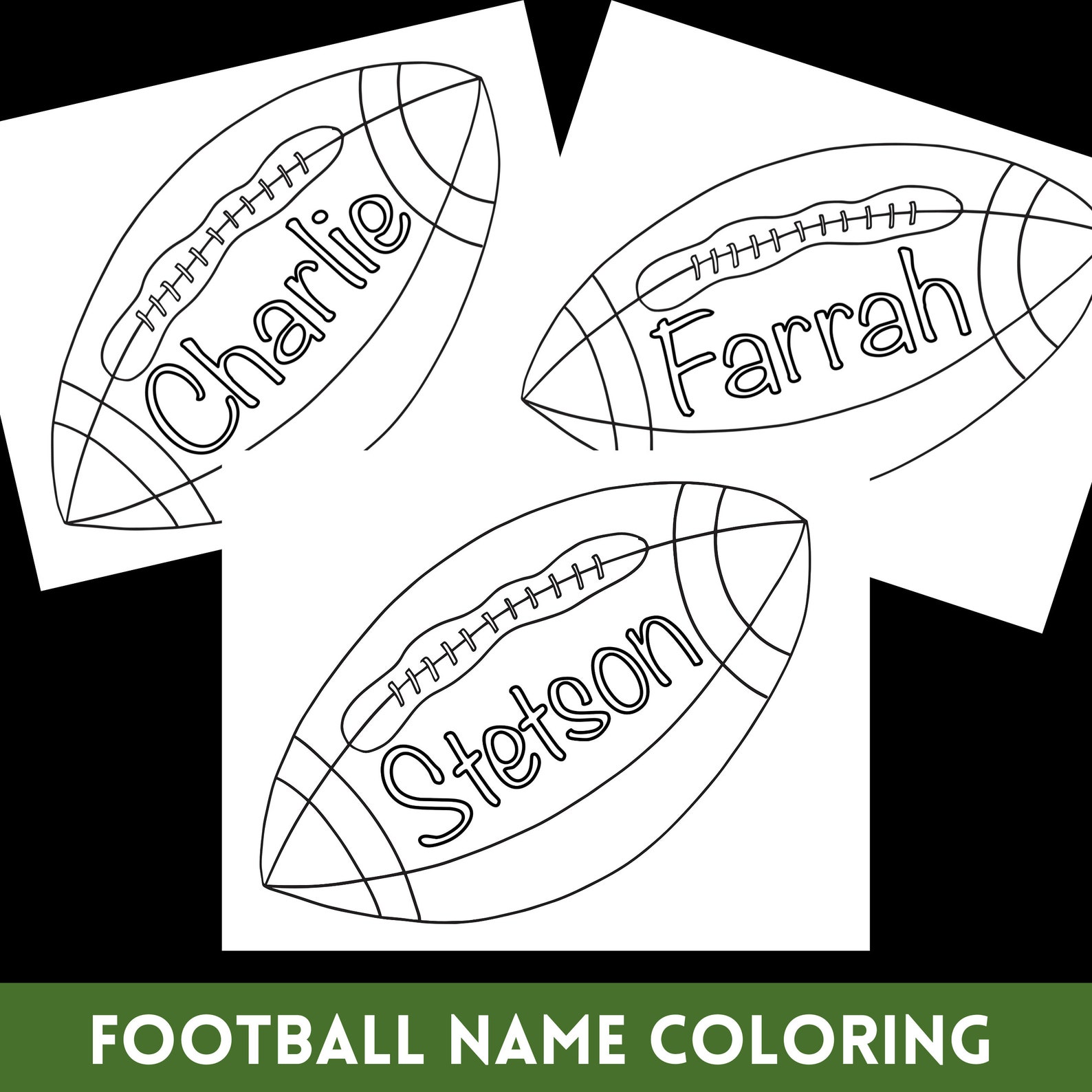 Digital * Custom Football Name Coloring Page, Personalized, Colorable ...