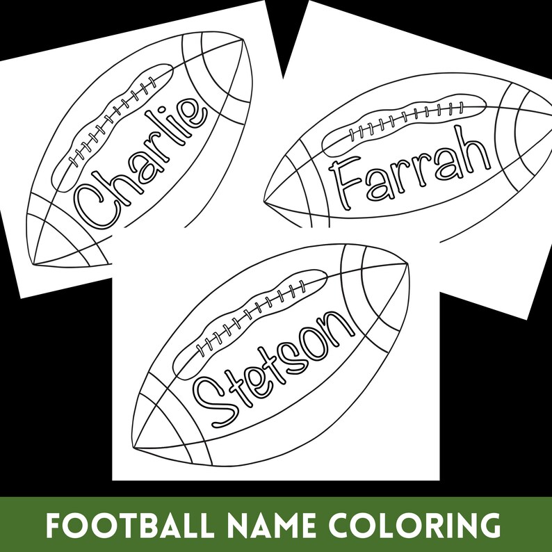 Digital * Custom Football Name Coloring Page, Personalized, Colorable ...