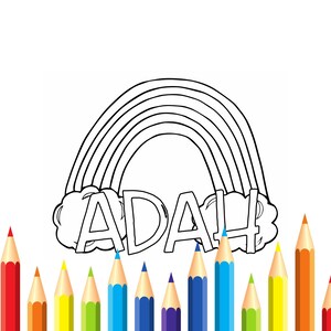 Digital * Custom Rainbow Name Coloring Page, Personalized, Colorable ...