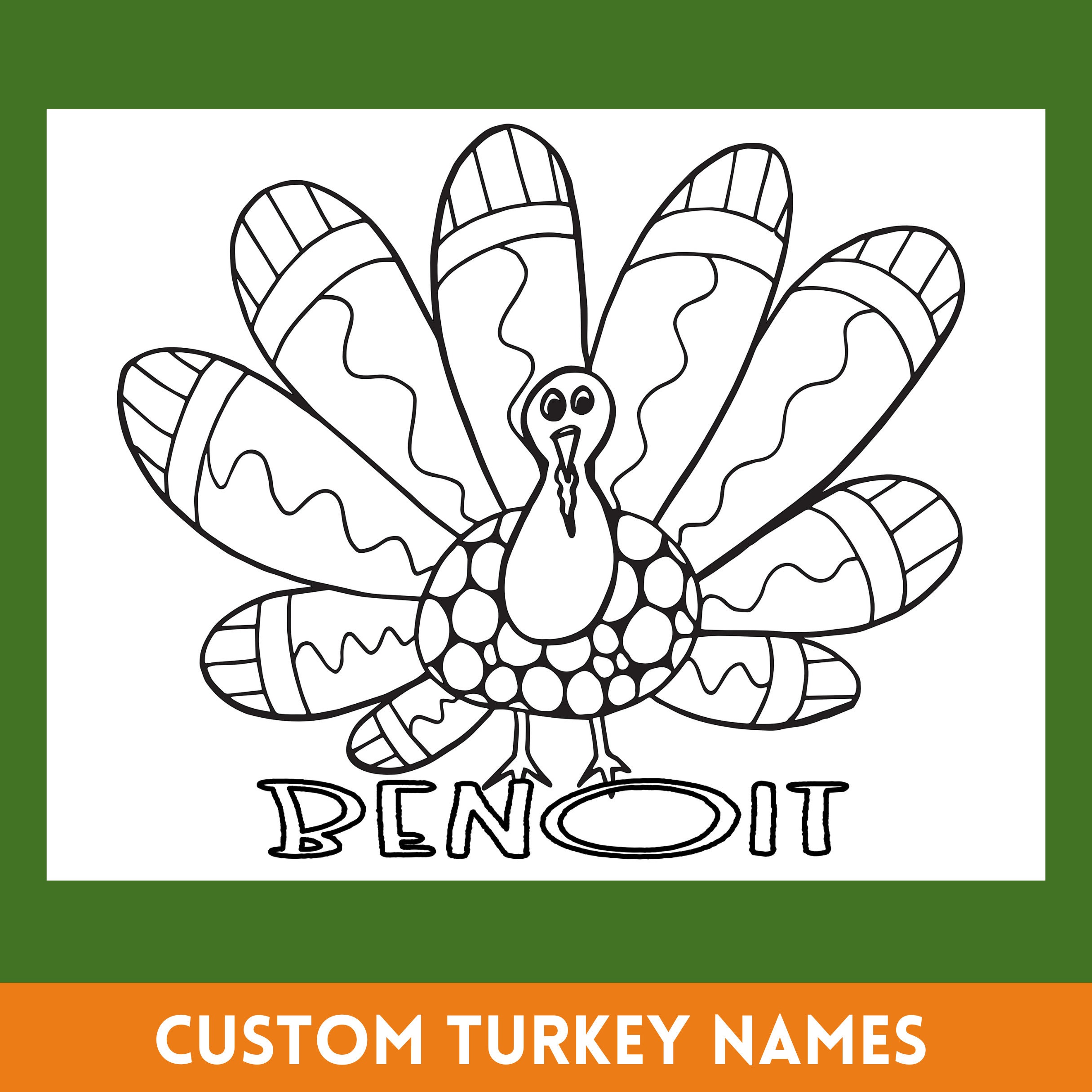 Digital Custom Turkey Name Coloring Page Personalized - Etsy
