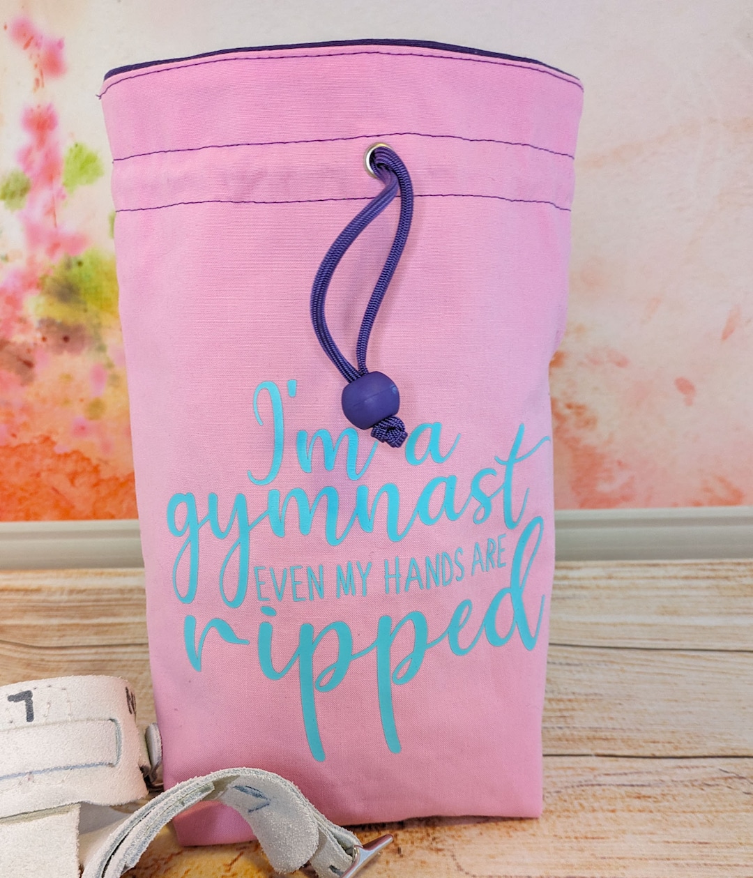 Personalized Gymnastics Grip Bag: Phrase and Custom Name, Zipper Pocket ...