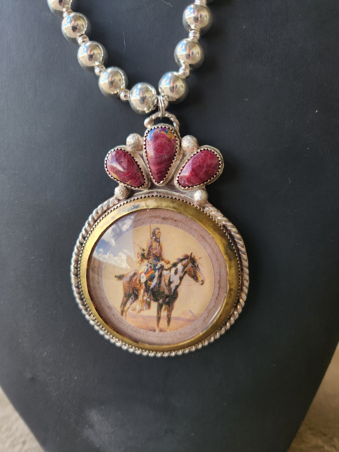 Unique Vintage Bridle Rosette Necklace, Native American, Paint Horse ...