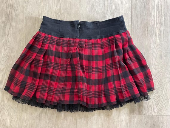 Y2K Goth Girl Skirt - Plaid - Checkered - Red & Black… - Gem