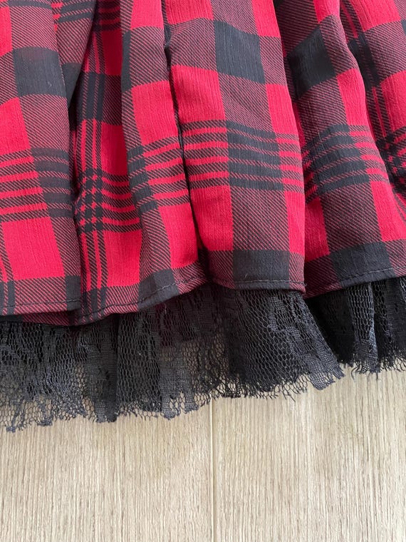 Y2K Goth Girl Skirt - Plaid - Checkered - Red & Black… - Gem