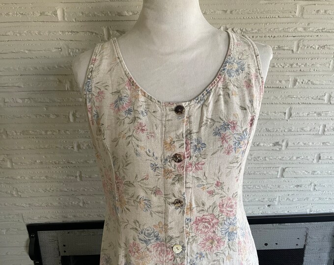 90's Floral Tank Maxi Dress - Bass - Button up - Romantic - Cottagecore ...