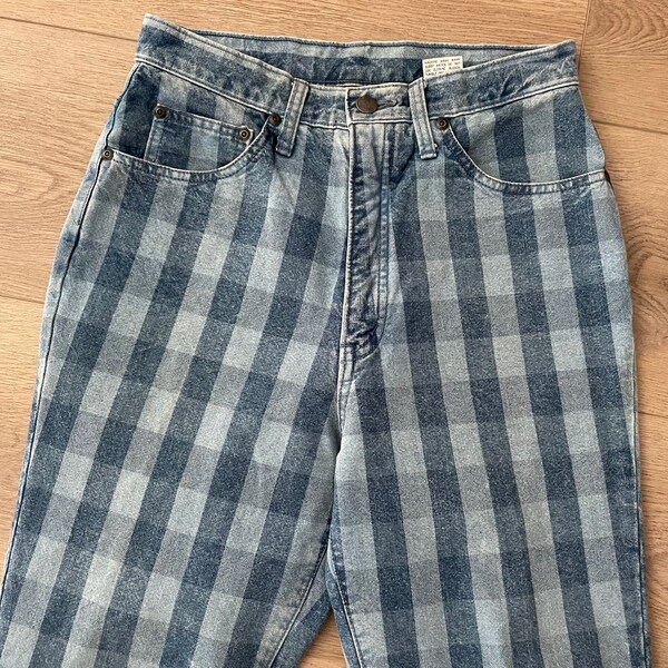 Checkered Jeans - Etsy