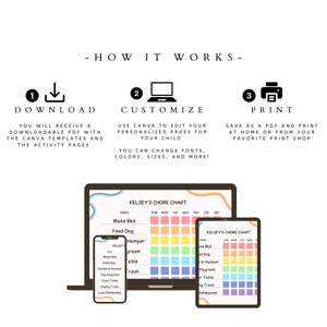 Chore Chart Rainbow, Editable Chore Chart, Printable, Canva Template ...