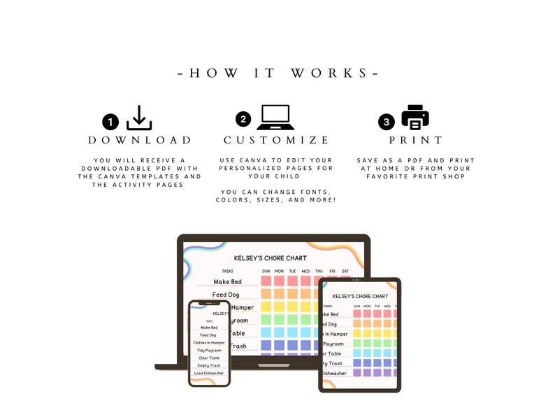 Chore Chart Rainbow, Editable Chore Chart, Printable, Canva Template ... Chore Chart Rainbow, Editable Chore Chart, Printable, Canva Template ...