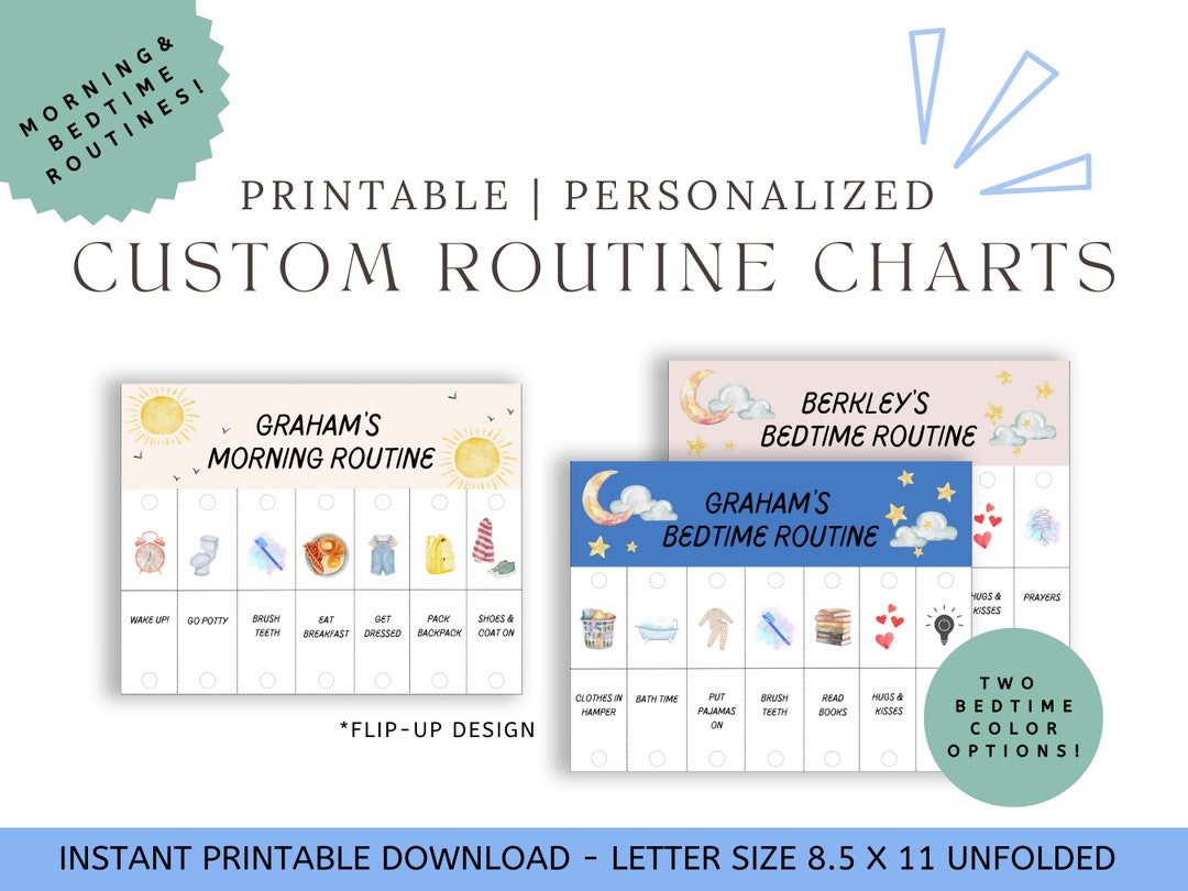 Custom Routine Charts, Morning Routine, Bedtime Routine, Instant ...