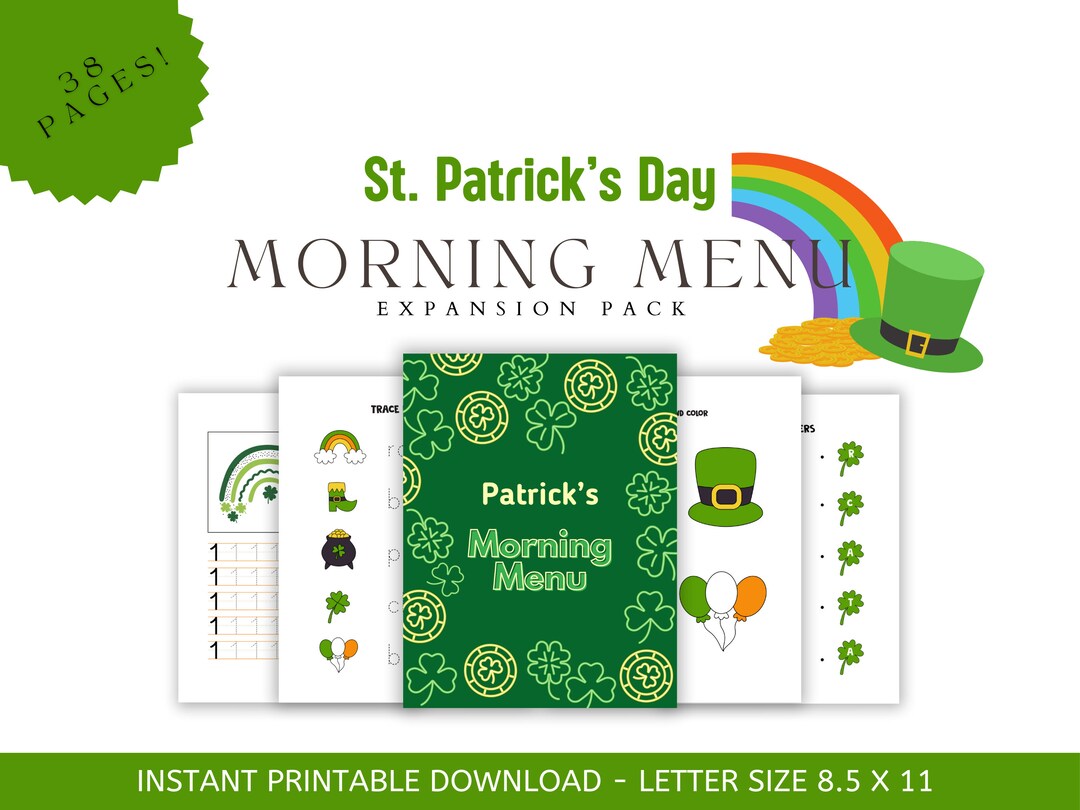 St. Patrick's Day Expansion Pack Morning Menu - Morning Menu Printable ...