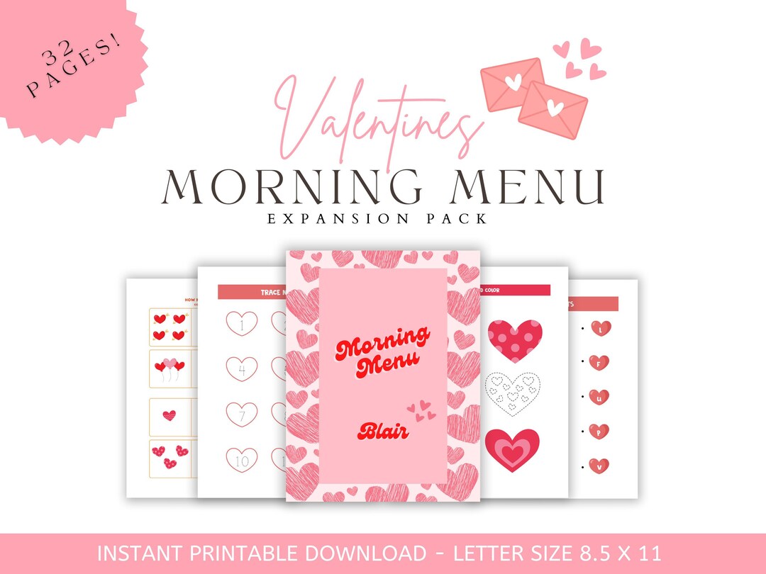 Valentines Expansion Pack Morning Menu - Morning Menu Printable ...