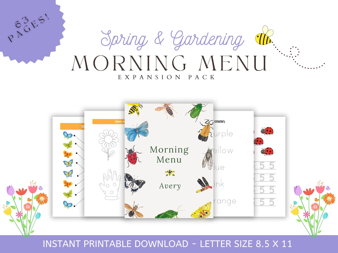 Spring/gardening Expansion Pack Morning Menu - Morning Menu Printable ...