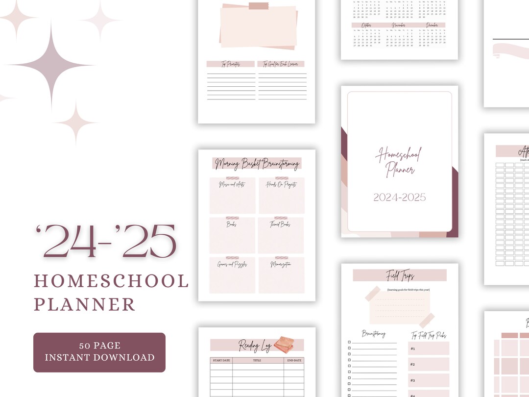 Minimalist Homeschool Planner, Homeschool Planner, 2024-2025 Calendars ...
