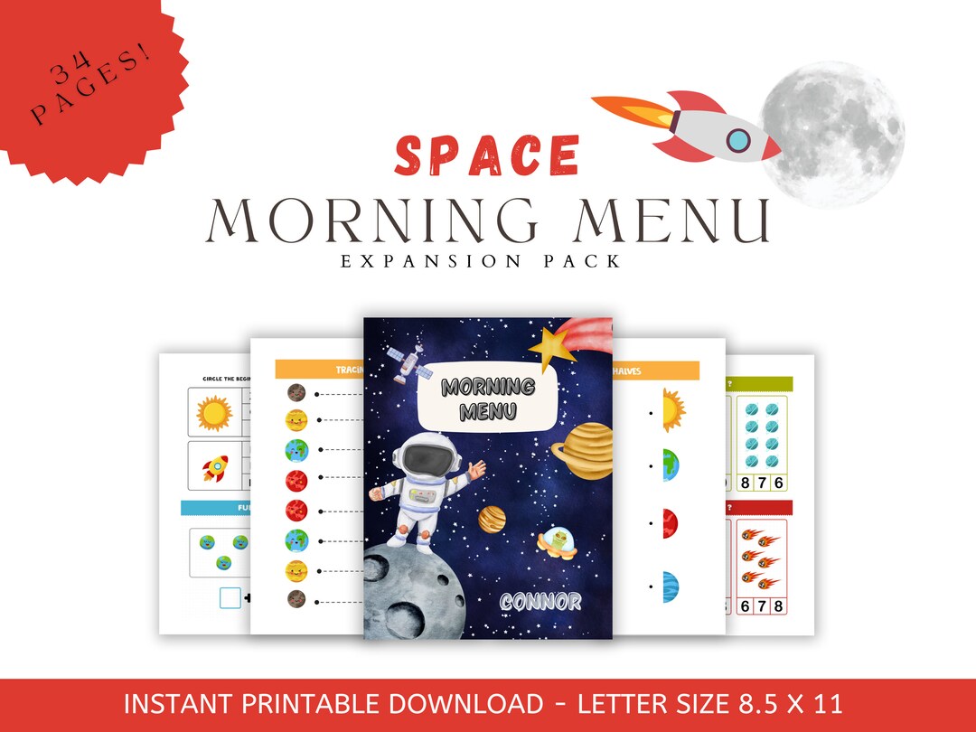 Space Expansion Pack Morning Menu - Morning Menu Printable - Homeschool ...