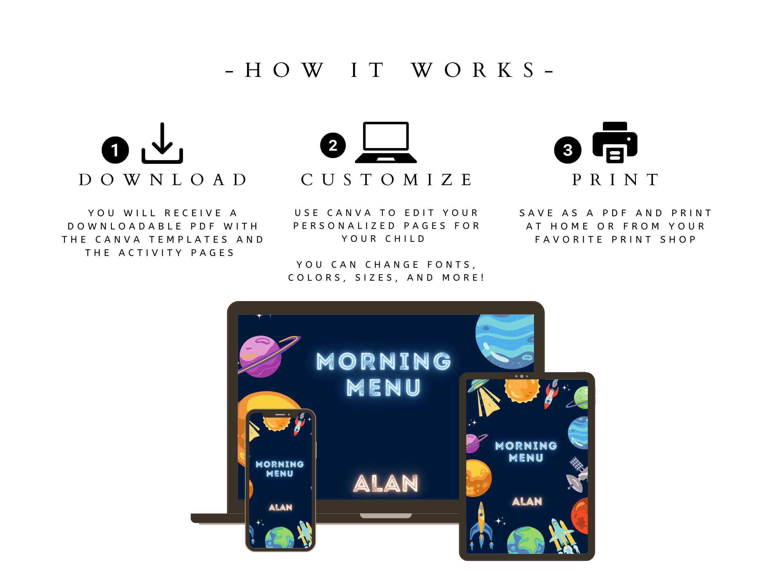 Space Expansion Pack Morning Menu Morning Menu Printable Homeschool ...