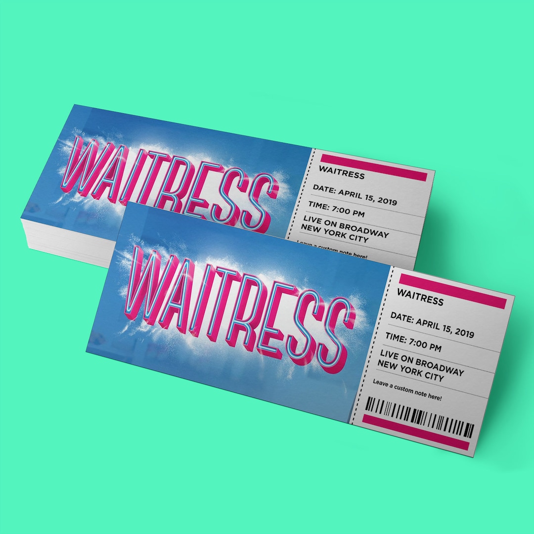 CUSTOM Tickets - WAITRESS | Broadway, Musical Theatre, Souvenir ...