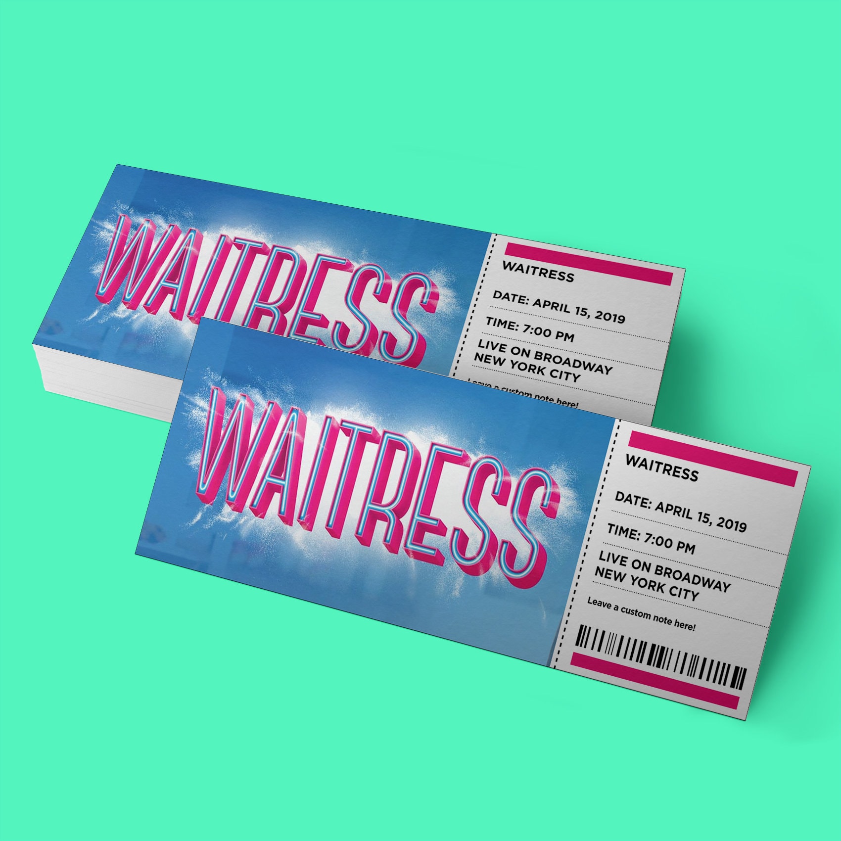 CUSTOM Tickets WAITRESS Broadway Musical Theatre | Etsy
