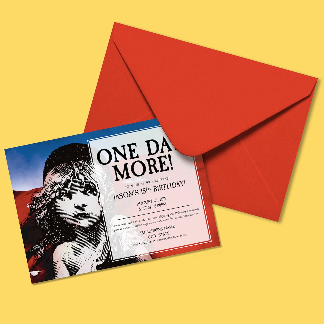 CUSTOM Party Invitation - Les Misérables | Broadway, Musical Theatre ...