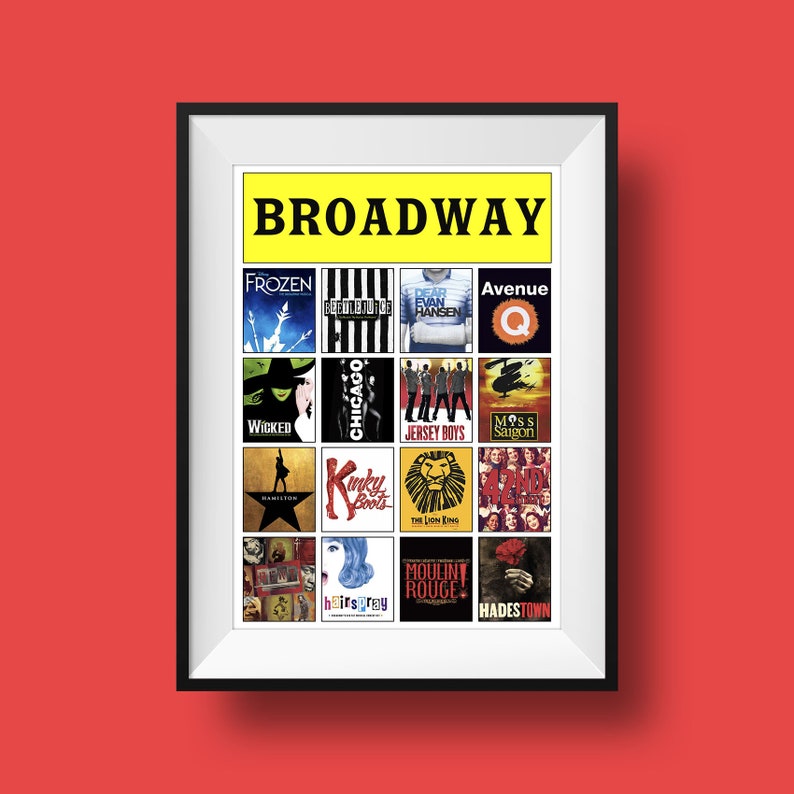 CUSTOM BROADWAY POSTER 16 Shows Broadway Musical Theatre - Etsy UK