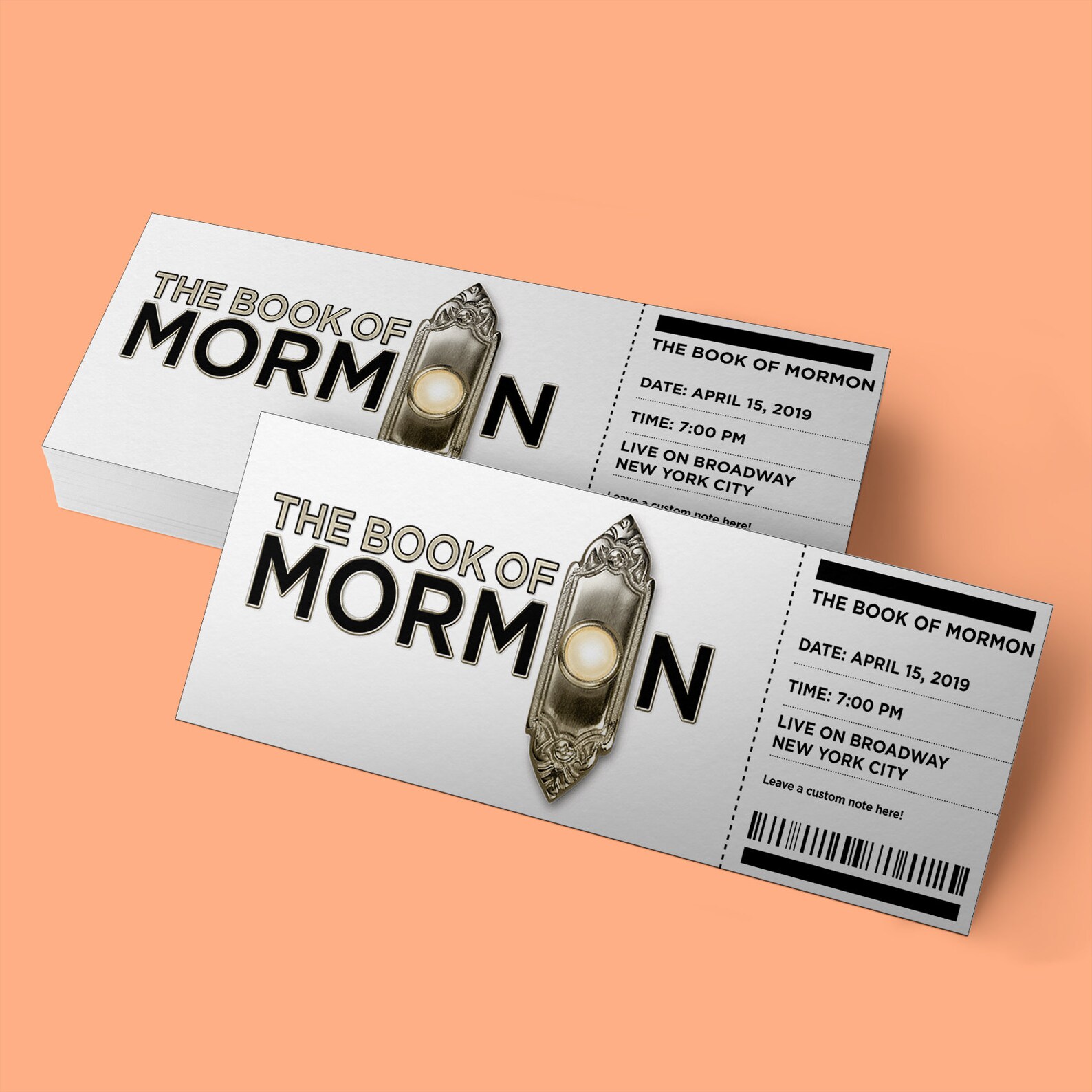 CUSTOM Tickets Book Of Mormon Broadway Musical Theatre Etsy