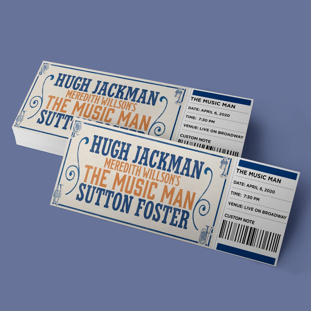 CUSTOM Tickets Music Man Broadway, Musical Theatre, Souvenir Keepsake ...