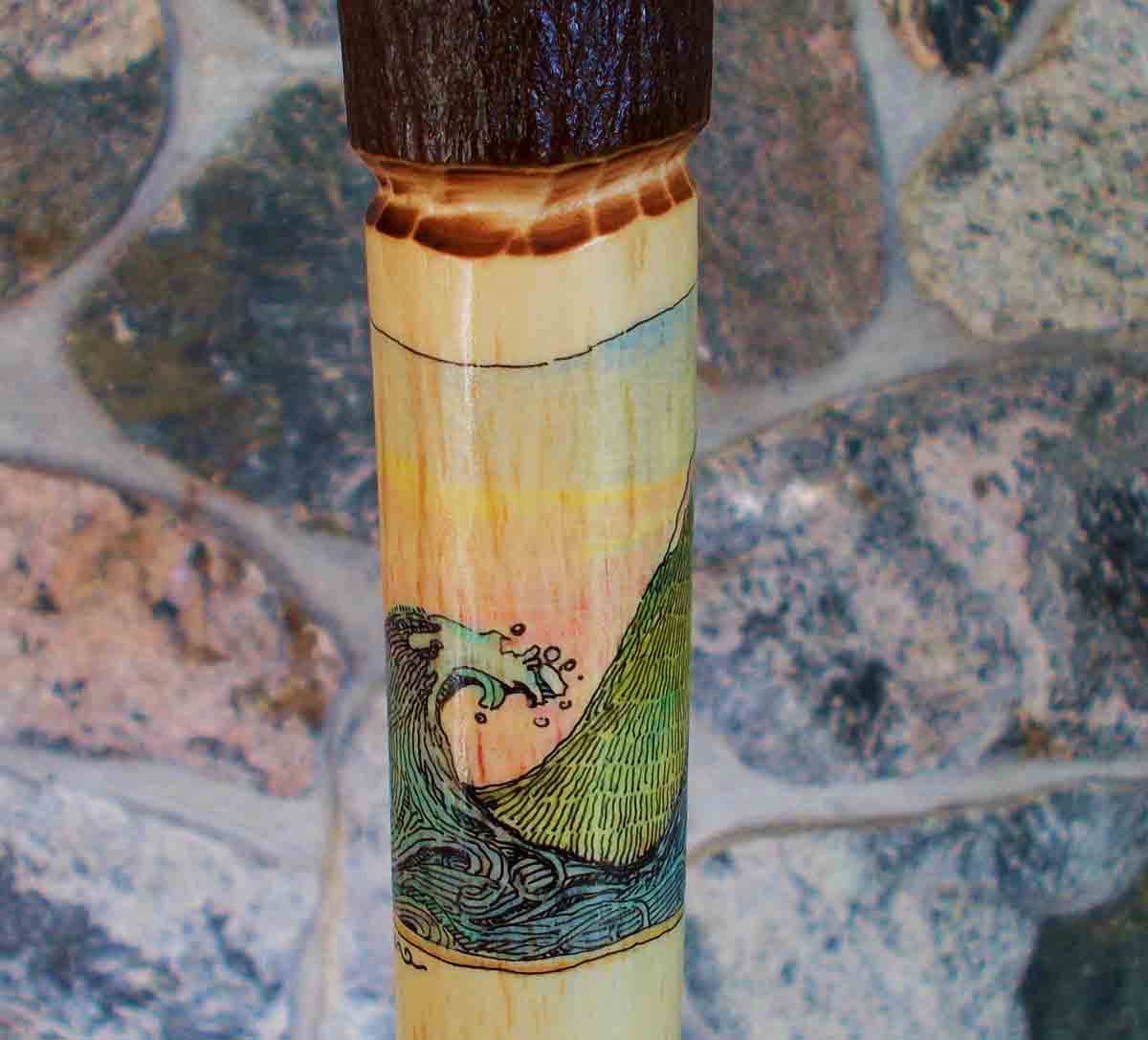Big Wave and Mountains Walking Stick - Etsy