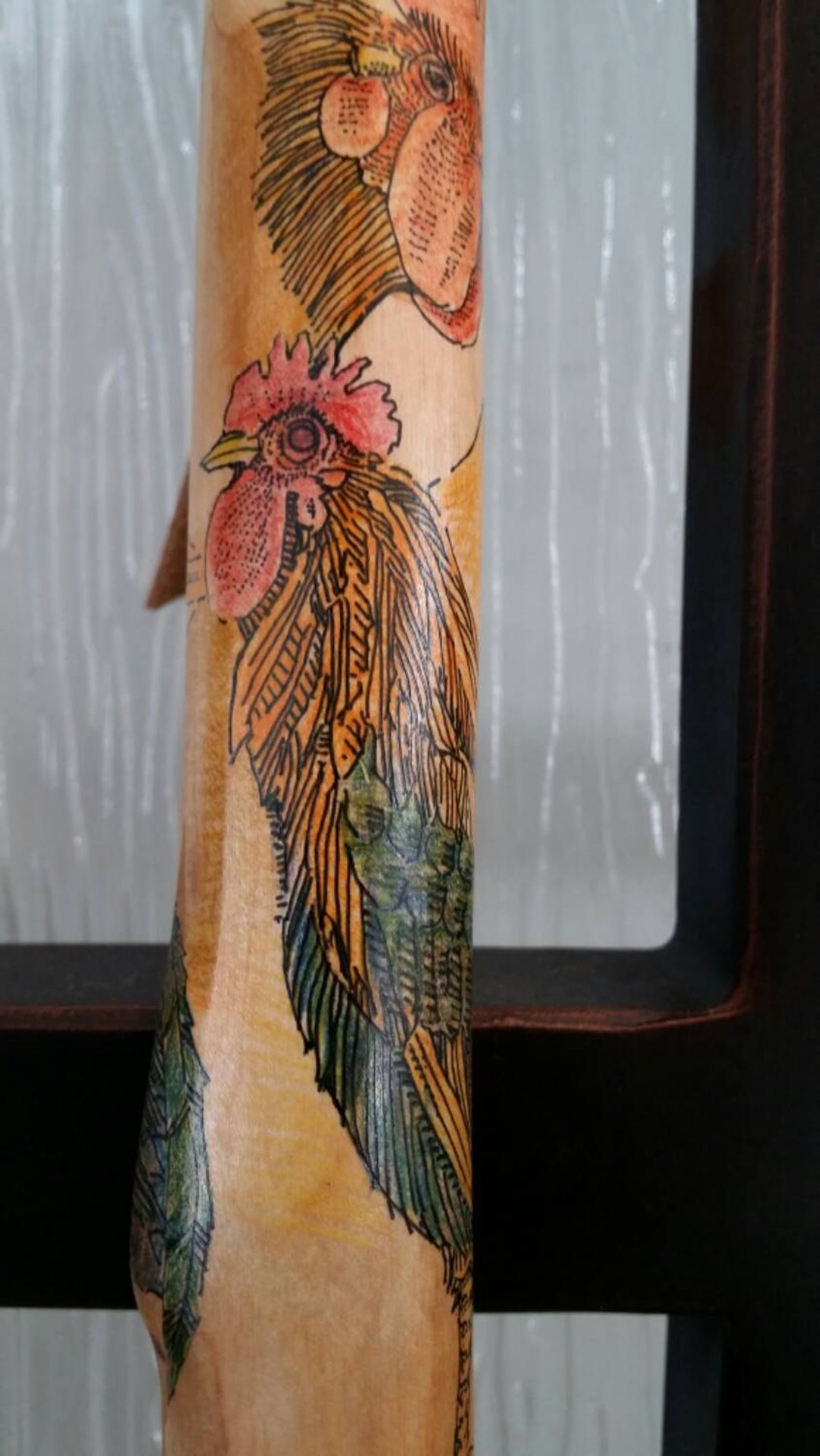 Three Roosters Walking Stick - Etsy